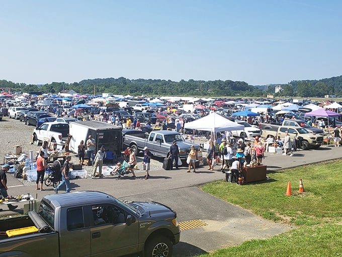 A sea of tents, canopies, and treasure hunters stretching to the horizon. Sunday mornings at Trader Jack's aren't just shopping&mdash;they're an expedition.