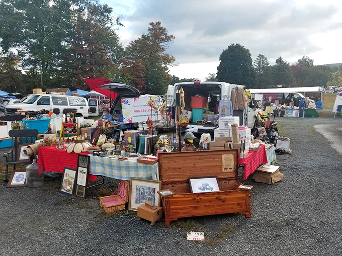 Treasure hunting paradise! Vendors set up shop under the Pocono sky, where wooden chests and vintage frames await their forever homes.