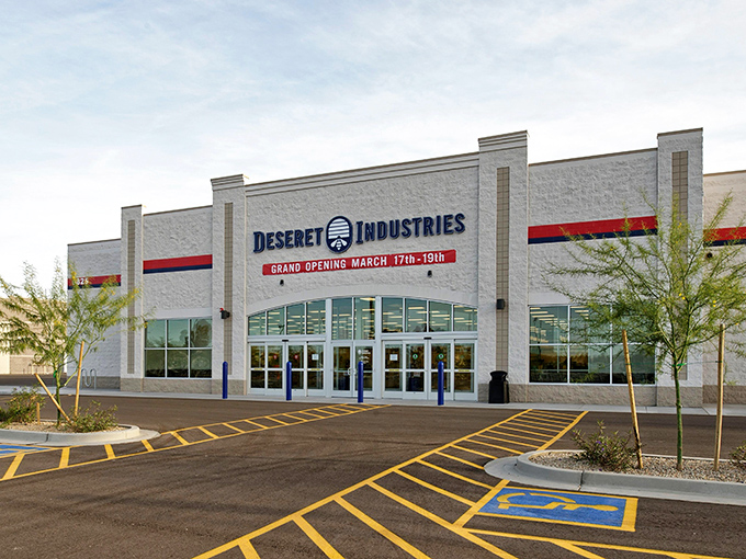 The white-walled wonderland of Deseret Industries stands like a bargain hunter's Taj Mahal under Arizona's brilliant blue sky.