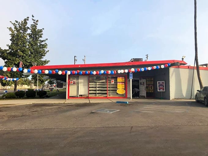 The festive red-trimmed exterior of Thrift City beckons bargain hunters with its colorful pennant flags&mdash;like a carnival where the prize is always affordable fashion.