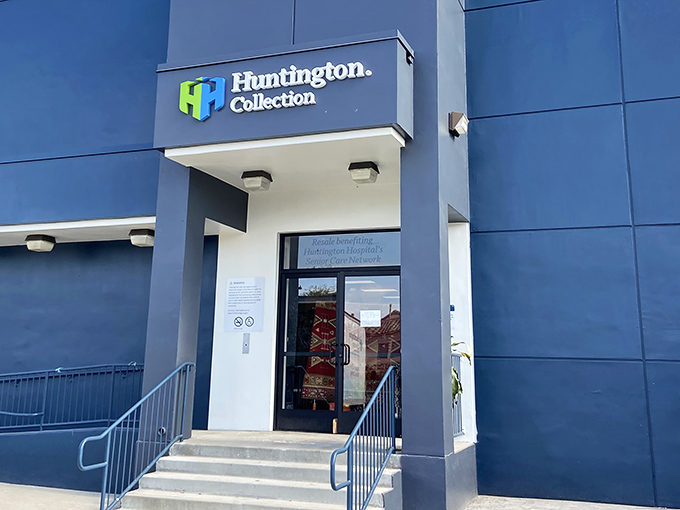 The blue exterior of Huntington Collection stands like a vault of treasures, its unassuming fa&ccedil;ade hiding the wonderland of bargains within.