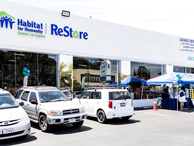 The unassuming exterior of Habitat for Humanity's ReStore hides a treasure trove within. Like a secondhand Narnia, this warehouse promises adventures in affordable home furnishing.