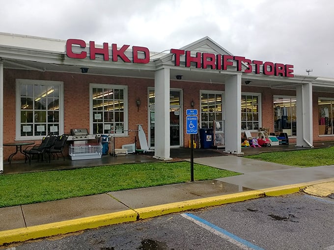 The brick facade with bold red lettering isn't just a storefront&mdash;it's the gateway to Virginia Beach's most magical treasure hunt. Your wallet will thank you.