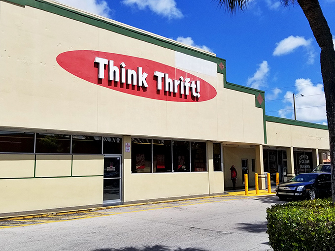The unassuming exterior of Think Thrift belies the treasure trove within&mdash;like finding out your quiet neighbor is secretly a rock star.
