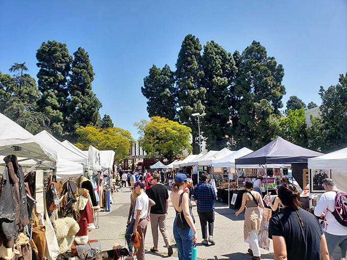 Rows of white tents under California blue skies &ndash; the Melrose Trading Post transforms an ordinary school parking lot into a treasure hunter's paradise every Sunday.