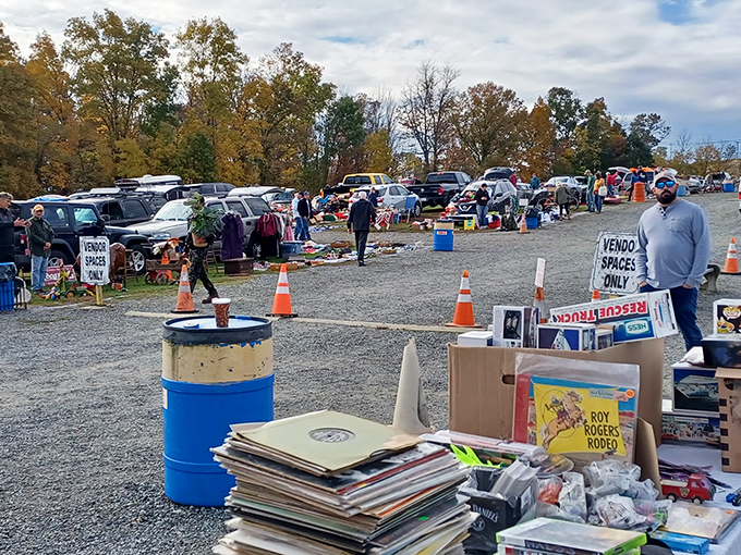 The treasure hunter's paradise stretches as far as the eye can see, with cars and tents creating a temporary city of possibilities.