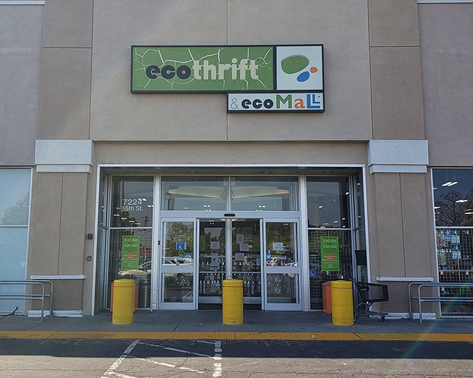 The unassuming entrance to Eco Thrift belies the wonderland of treasures within. Like a portal to another dimension where retail rules don't apply.