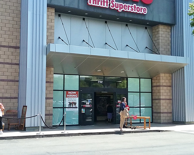 The unassuming exterior of Savers in Dublin hides a treasure trove within. Adventure awaits beyond those glass doors!