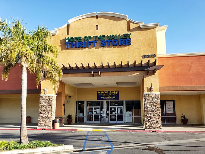 The desert-toned exterior with bright blue signage feels like California's answer to retail therapy&mdash;palm trees included, naturally.