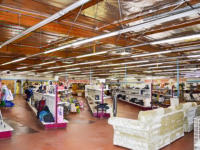 The unassuming exterior of Redlands Thrift Store belies the wonderland of treasures waiting inside. This is where bargain hunting becomes an art form.