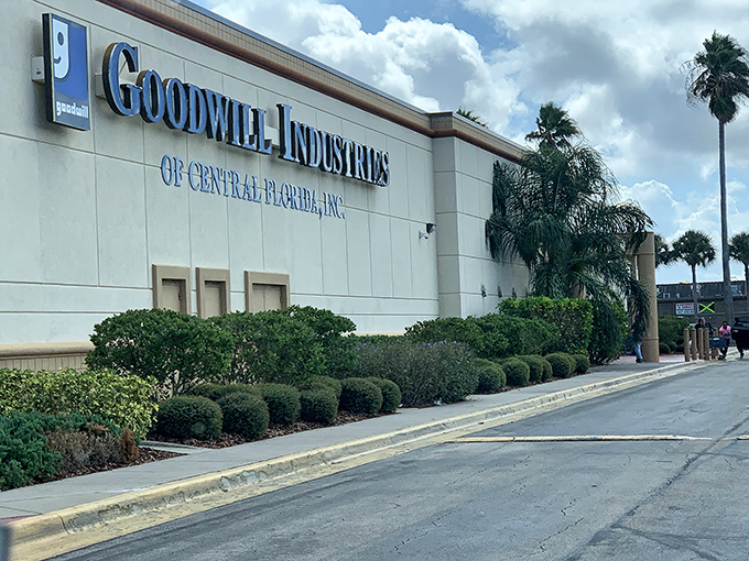 The retail equivalent of finding a $20 bill in your winter coat pocket&mdash;Goodwill on Orange Blossom Trail stands ready for treasure hunters under Florida's brilliant blue sky.