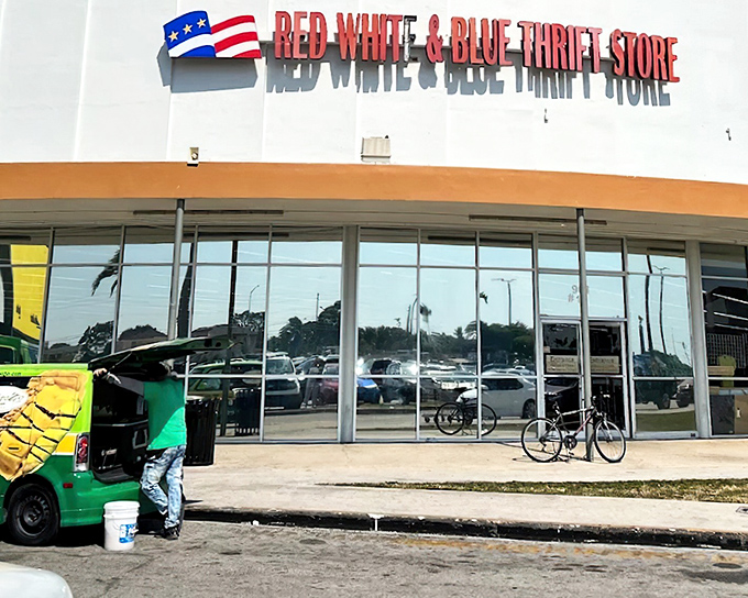 The patriotic fa&ccedil;ade promises affordable adventures within &ndash; America's consumer history gathered under one roof, waiting for new homes.