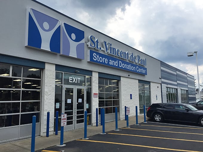 Modern yet unassuming, the Cincinnati St. Vincent de Paul's exterior belies the treasure cave waiting inside. Like finding a gourmet meal at a roadside diner.