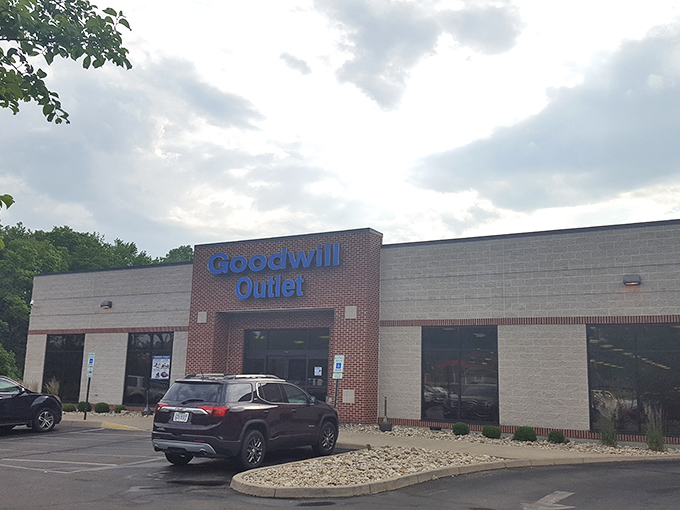 The unassuming exterior of Goodwill Outlet in Dayton hides a treasure hunter's paradise within. No fancy frills, just bargain thrills awaiting discovery.
