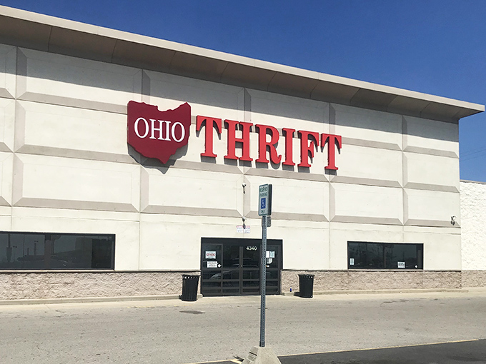 The iconic Ohio-shaped sign welcomes bargain hunters to this treasure trove on West Broad Street. Like a beacon for the budget-conscious shopper.