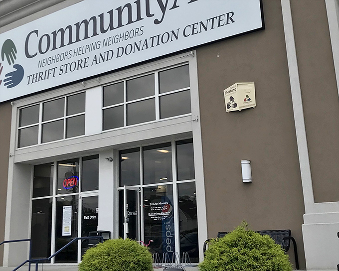 The unassuming exterior of CommunityAid belies the treasure trove within. Like a retail TARDIS, it's somehow bigger on the inside than physics should allow.