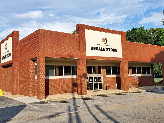 The brick facade of the Dream Center Resale Store stands like a monument to bargain hunters everywhere—retail therapy without the financial hangover.