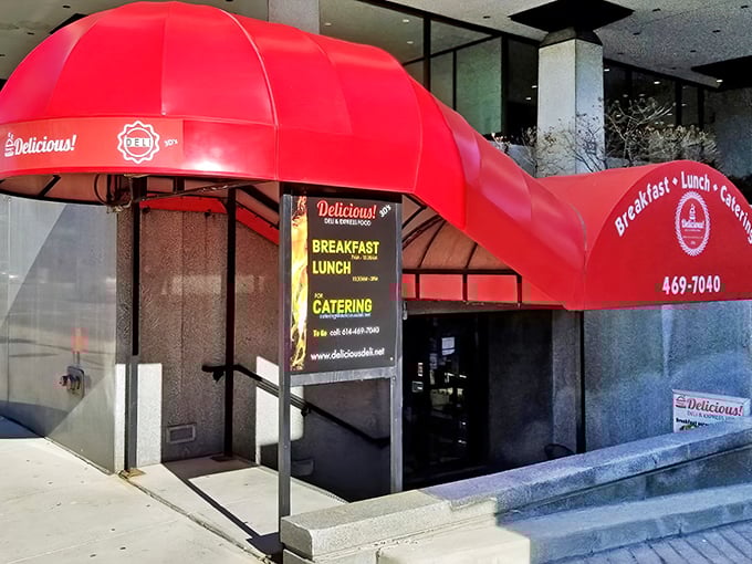 That iconic red awning isn't just a splash of color&mdash;it's a beacon of hope for hungry downtown Columbus workers seeking sandwich salvation.