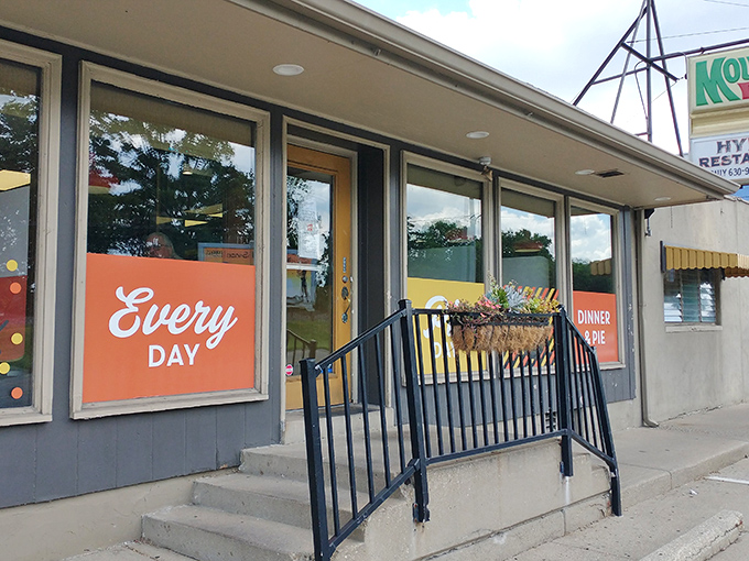 The unassuming exterior of Hyde's Restaurant promises little but delivers everything&mdash;bright orange window signs inviting you to enjoy "Dinner & Pie" every day.