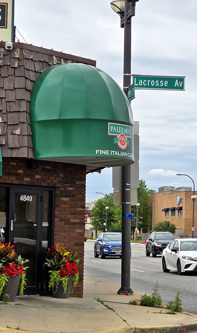 That iconic green awning at Palermo's 95th isn't just a landmark&mdash;it's a beacon of hope for hungry souls seeking pizza salvation in Oak Lawn.