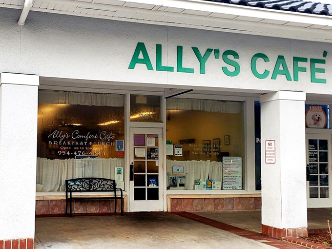 Tucked into a modest strip mall, Ally's Comfort Cafe proves that culinary treasures often hide in plain sight. The green sign beckons like an old friend.