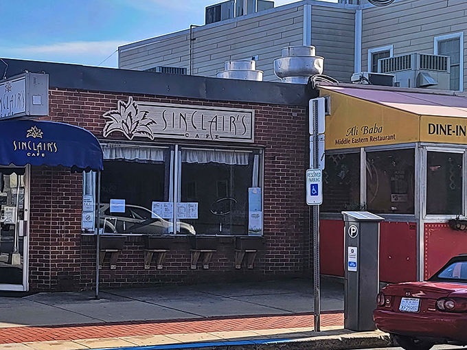 The unassuming brick exterior of Sinclair's Cafe in Newark might not stop traffic, but locals know this blue-awninged treasure is worth slamming on the brakes for