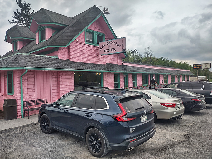The Pink Cadillac's bubblegum-pink exterior isn't just eye-catching&mdash;it's practically a roadside siren song for hungry travelers on Route 11.