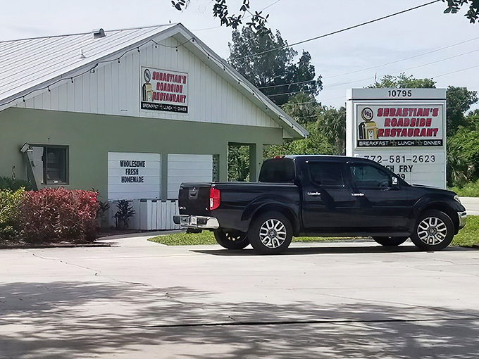 The unassuming exterior of Sebastian's Roadside Restaurant proves once again that culinary treasures often hide in plain sight along Florida's highways.