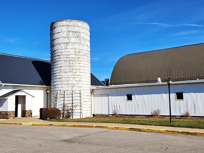Not just any barn &ndash; this iconic white structure with its towering silo stands as a beacon for hungry travelers across Ohio's Amish Country.