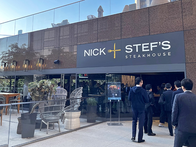 The sleek exterior of Nick and Stef's promises what lies within&mdash;a temple of beef where downtown LA's skyline serves as the perfect backdrop for meat-based worship.