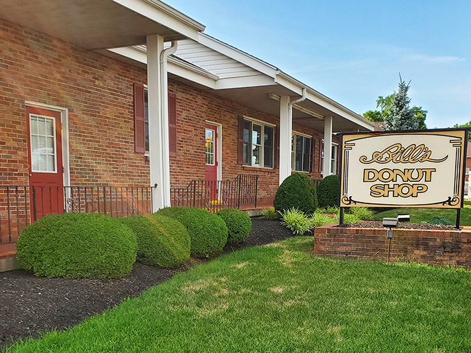 The unassuming brick exterior of Bill's Donut Shop hides a world of sweet treasures within. Classic Americana at its finest.