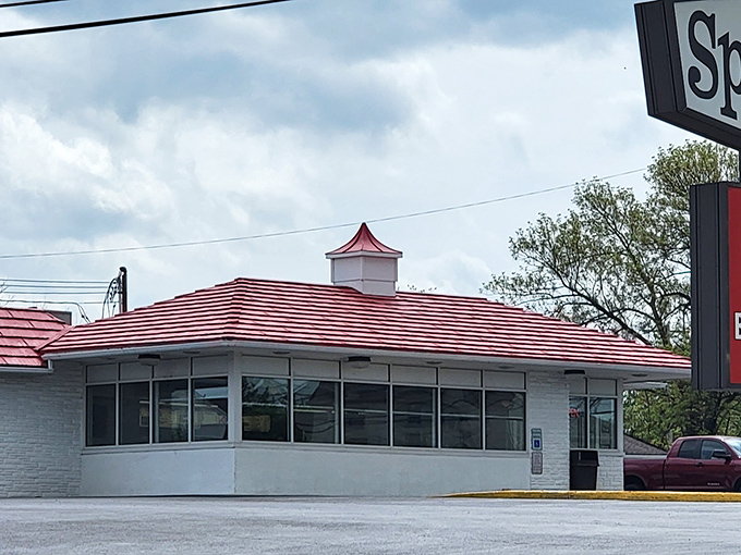 The iconic red roof of Speck's Drive-In stands as a beacon of comfort food in Collegeville, a time capsule of Americana serving deliciousness since before trendy was trendy.