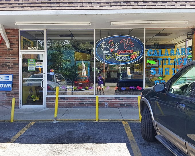 The unassuming storefront of V's Gourmet Chicken might not stop traffic, but trust me&mdash;your taste buds will slam on the brakes once you're inside.