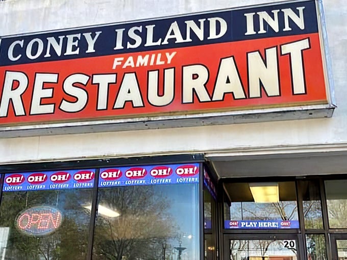 That classic red and blue sign promises the kind of honest comfort food that never goes out of style in small-town America.