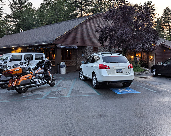 Winter magic at its finest! Jubilee Restaurant glows like a holiday postcard against the Pocono twilight, promising warmth and comfort food inside.