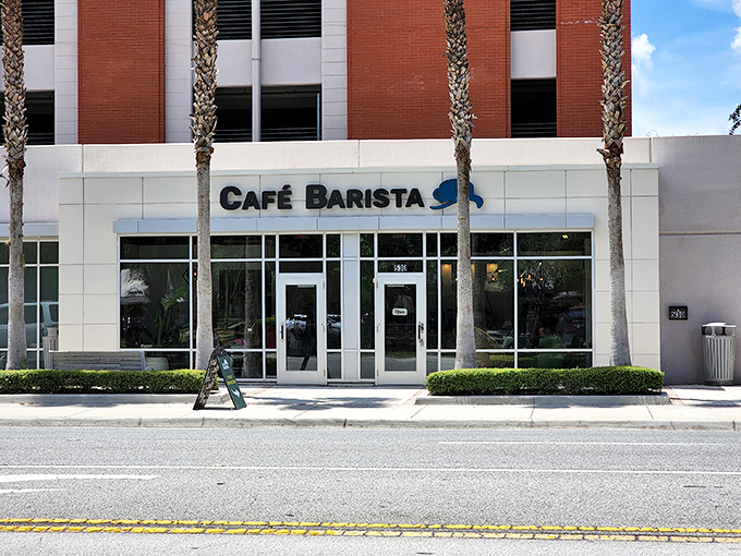 A sleek modern exterior that belies the breakfast wonders within. Caf&eacute; Barista's understated fa&ccedil;ade is like a poker player with a royal flush &ndash; keeping the good stuff hidden.