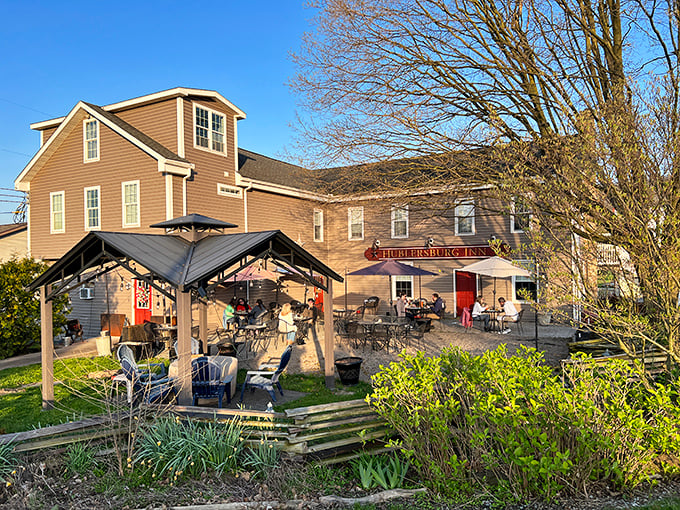 The unassuming exterior of Hublersburg Inn stands like a culinary speakeasy &ndash; no flashy signs needed when the food does all the talking.