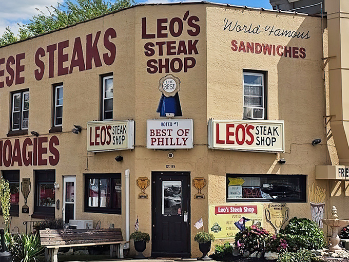 The sandwich shrine of Folcroft announces itself with no-nonsense confidence. Those "World Famous" claims? In this case, completely justified.