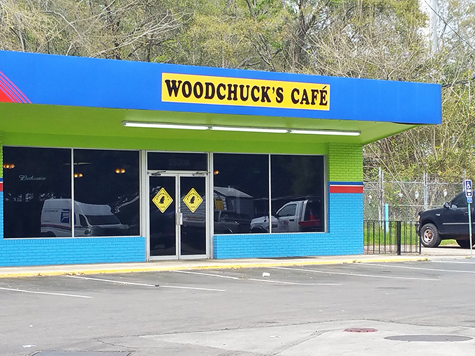 That bright blue and green exterior isn't trying to blend in &ndash; it's announcing something special awaits inside.