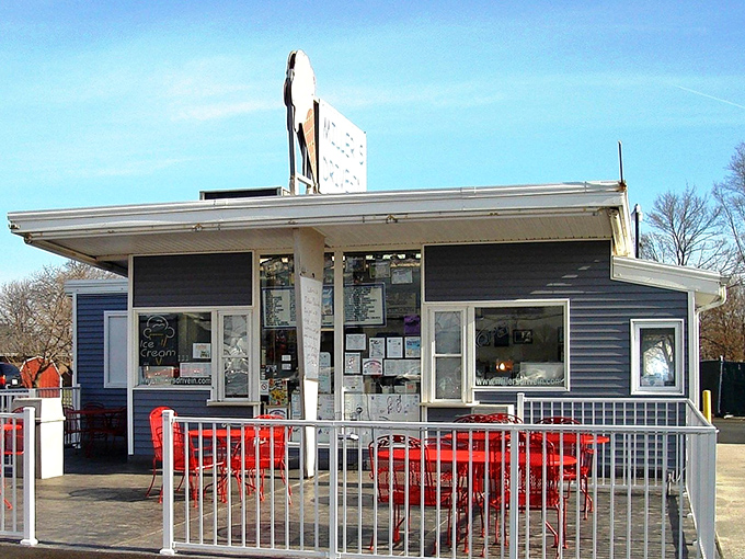 Miller's lavender-gray exterior stands like a time capsule of Americana, complete with white picket fence and the promise of frozen delights within.