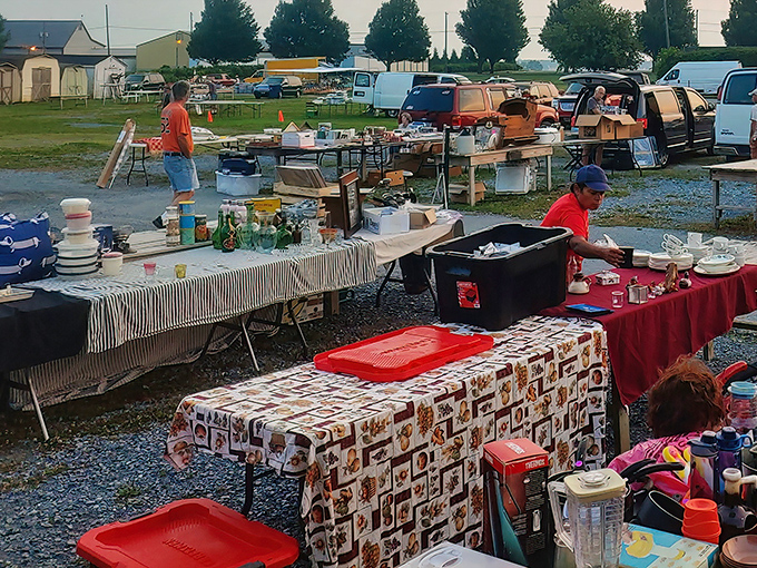 Sports fans rejoice! This sea of team hats and memorabilia is where allegiances are displayed and rivalries are temporarily set aside in the shared joy of finding that perfect team gear.
