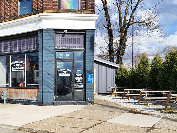 The unassuming blue brick exterior of Federal Hill Smokehouse hides culinary treasures that would make even the most dedicated vegetarian consider a career change.