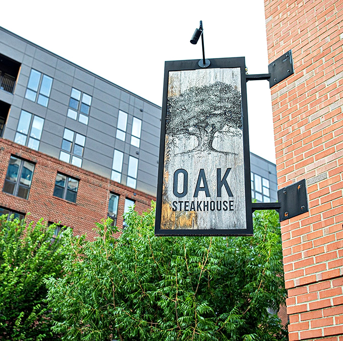 The unassuming wooden sign that marks the entrance to beef paradise. Like finding a treasure map in plain sight.