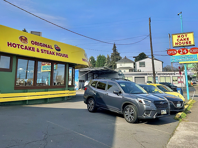 That curved yellow roof isn't just architecture &ndash; it's a breakfast beacon calling hungry souls home.