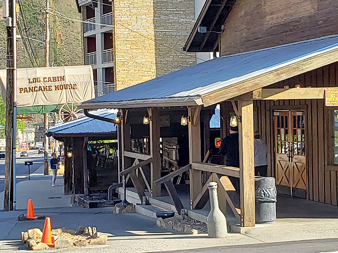 That covered wagon on the roof isn't just decoration&mdash;it's a beacon calling hungry travelers to breakfast paradise in the Smokies.