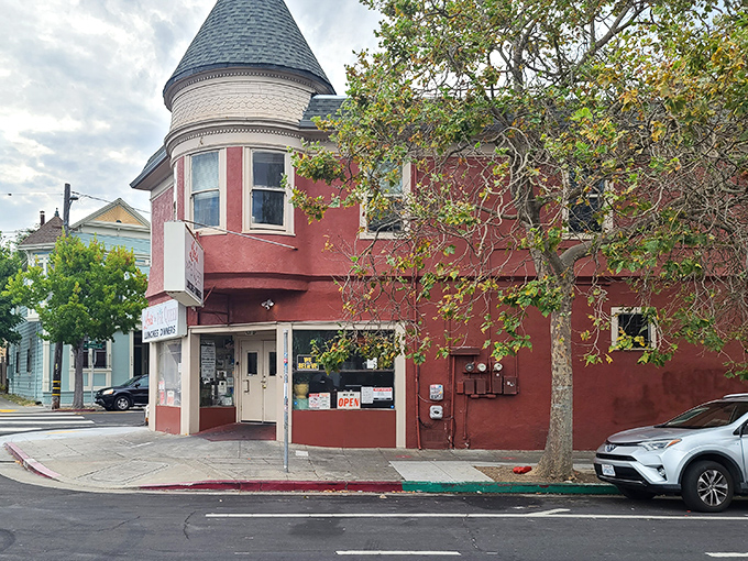 The distinctive red exterior with its charming turret makes Lois the Pie Queen look like a storybook castle where the treasure is perfect pancakes.