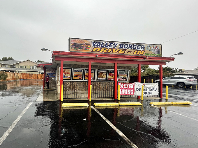 The unassuming exterior of Valley Burger Drive-In hides culinary treasures that have kept Central Valley locals coming back for generations.
