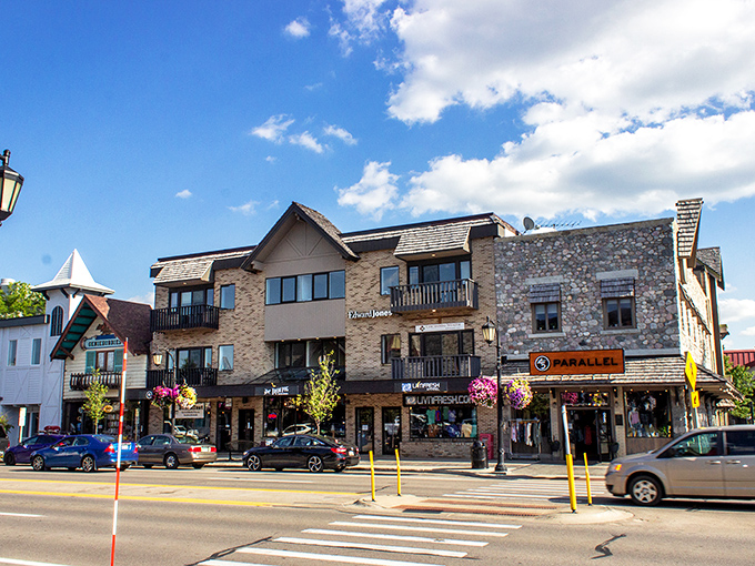 Gaylord's downtown blends historic brick buildings with Alpine-inspired architecture, creating a charming streetscape that feels like Switzerland decided to vacation in Michigan.