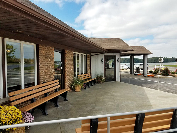 The welcoming porch at Stoll's invites you to pause, breathe in that lake air, and prepare your appetite for what's coming. Pure Indiana serenity.