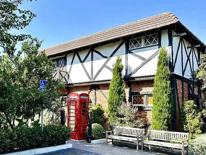 The Tam O'Shanter's storybook Tudor exterior looks like it was plucked from a Scottish village and dropped into Los Angeles, complete with charming red phone booth.
